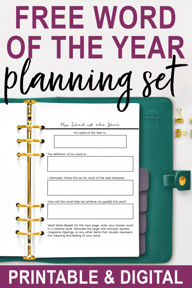 Free Word of the Year Printable and Word Ideas List