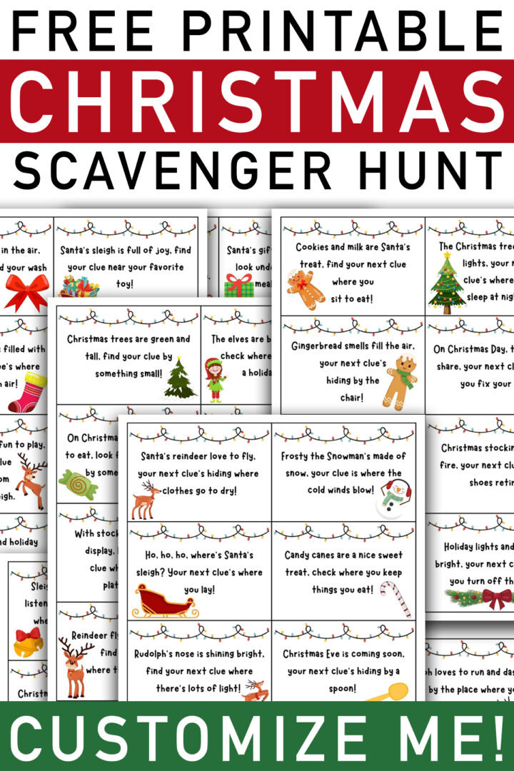 Free Christmas Scavenger Hunt Printable Game Clues