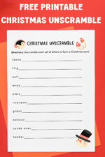 Free Printable Christmas & Winter Word Unscramble Worksheets
