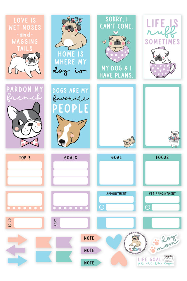 Free Cute Dog Planner Stickers: Printable & Digital