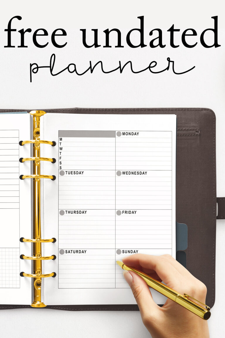 Free Undated Printable Planner - Monthly, Weekly, & Daily
