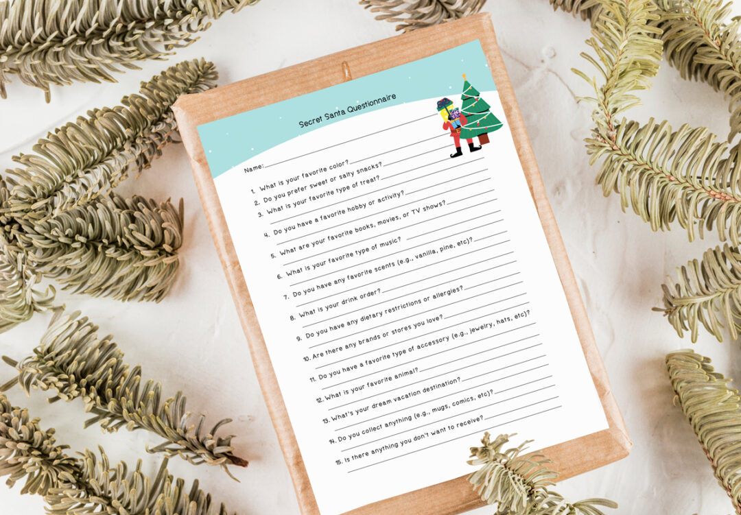 Free Secret Santa Printable & Digital Questionnaire Form