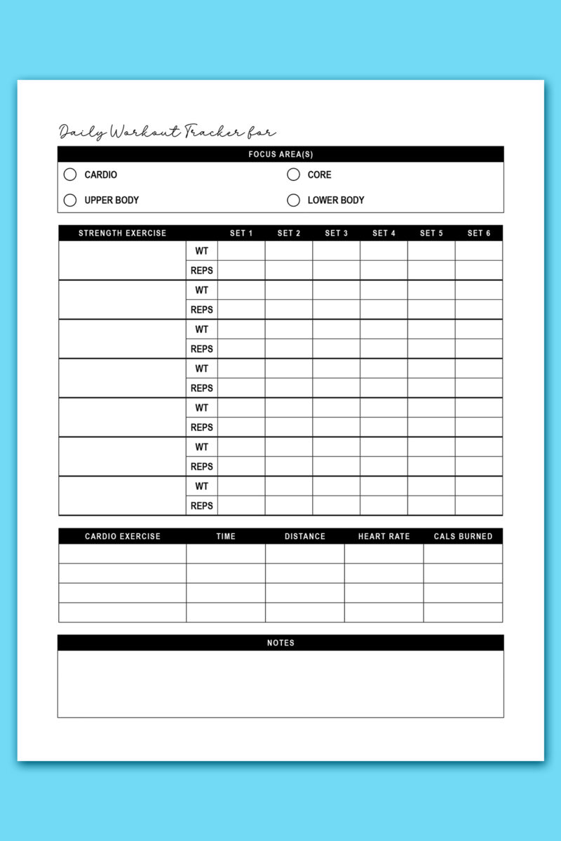 Free Workout Log Printable Sheets: Daily, Weekly, & Monthly