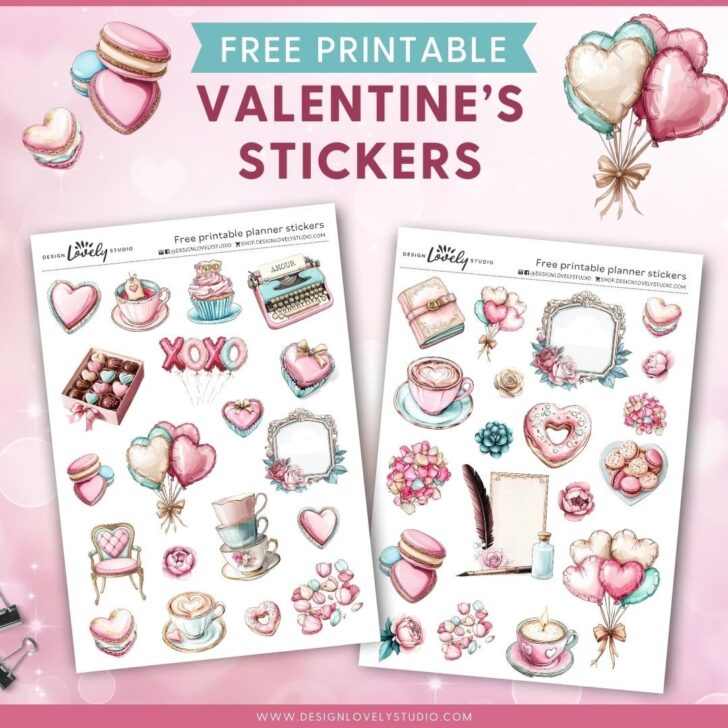 Valentines Day Stickers - Free Valentine Printables for your Planner