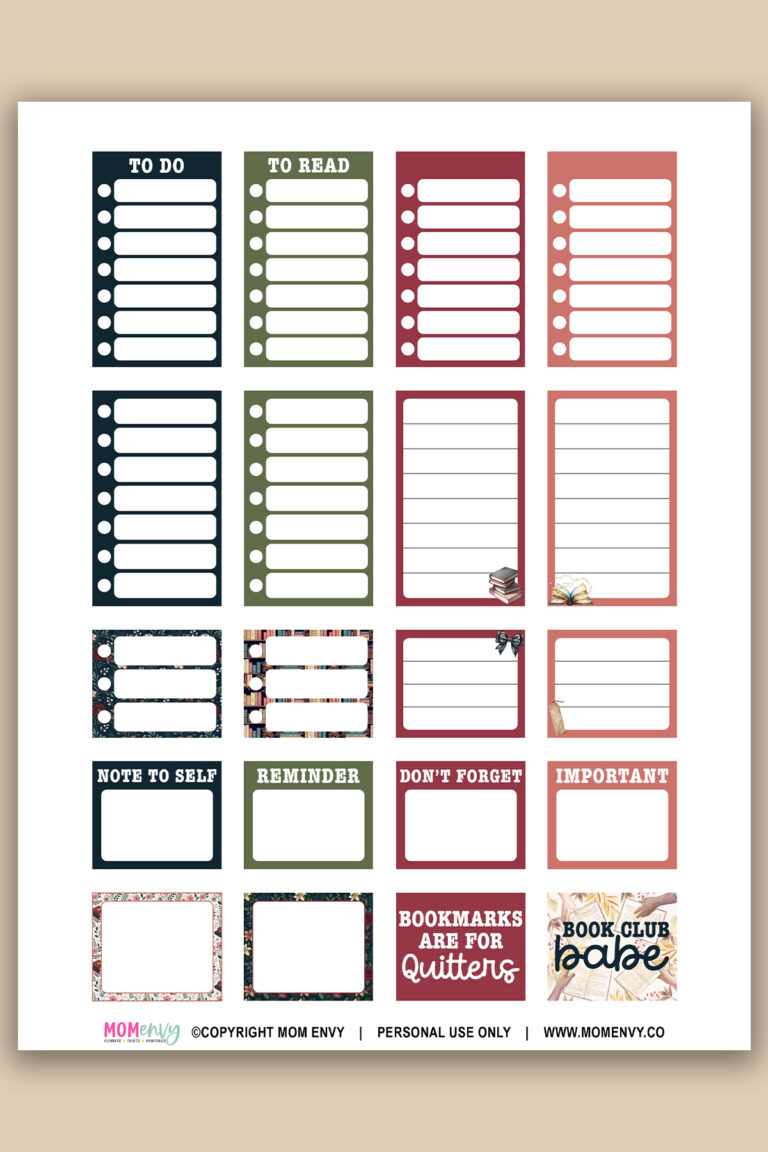 Free Book Planner Stickers | Printable or Digital Download