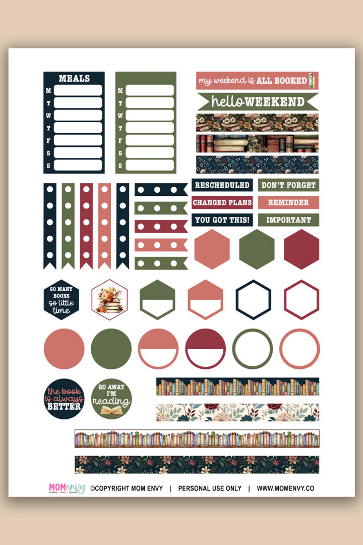 Free Book Planner Stickers | Printable or Digital Download