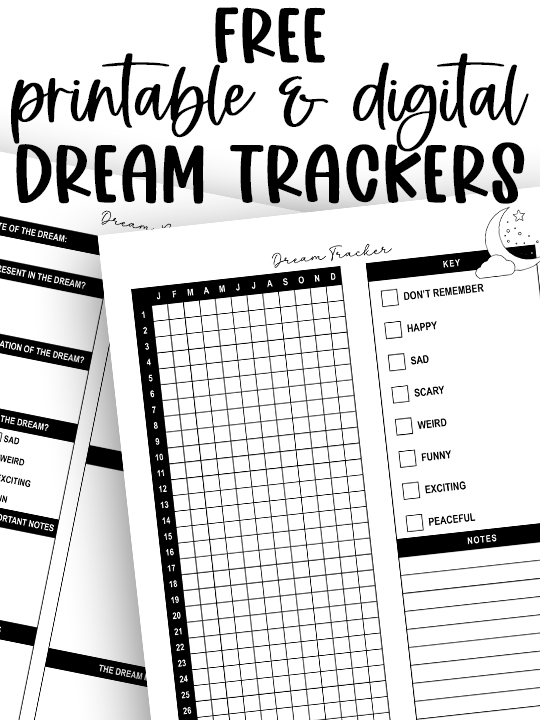 Free Dream Tracker for Printable & Digital Journals