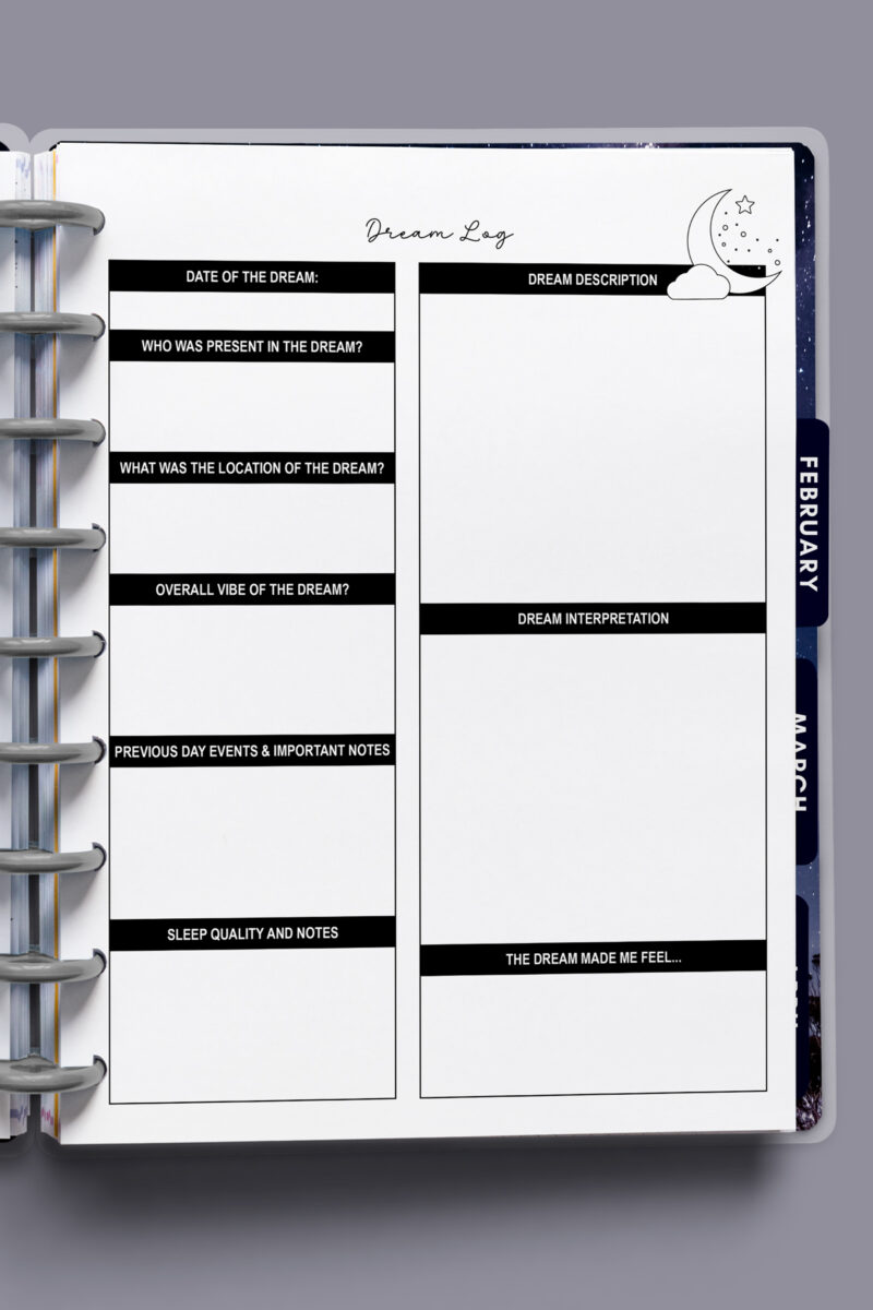 Free Dream Tracker for Printable & Digital Journals