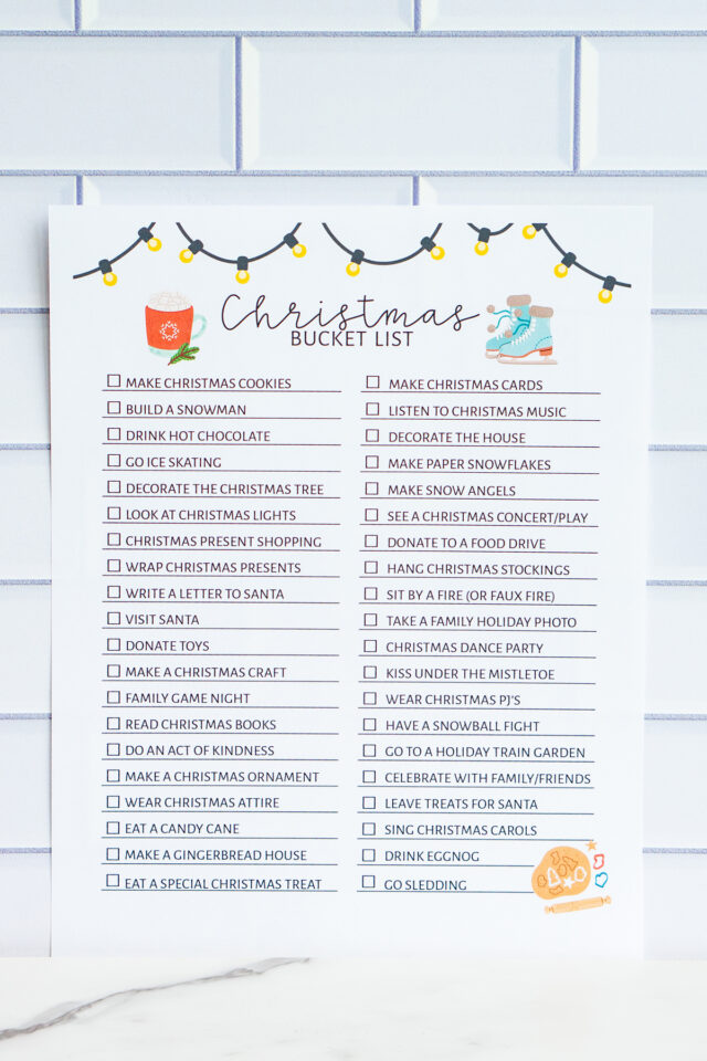 Free Christmas Bucket List Printables | Customizable