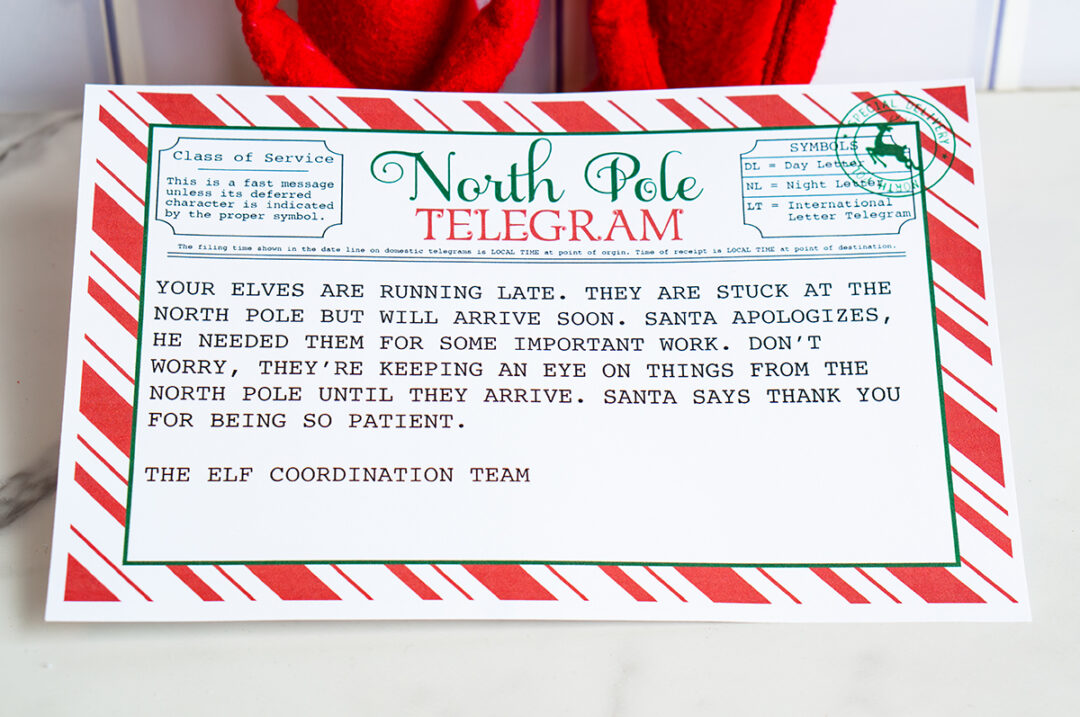Free Printable Elf on the Shelf Sorry I'm Late Letter (Editable)
