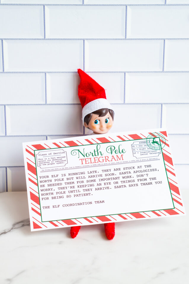 Free Printable Elf on the Shelf Sorry I'm Late Letter (Editable)