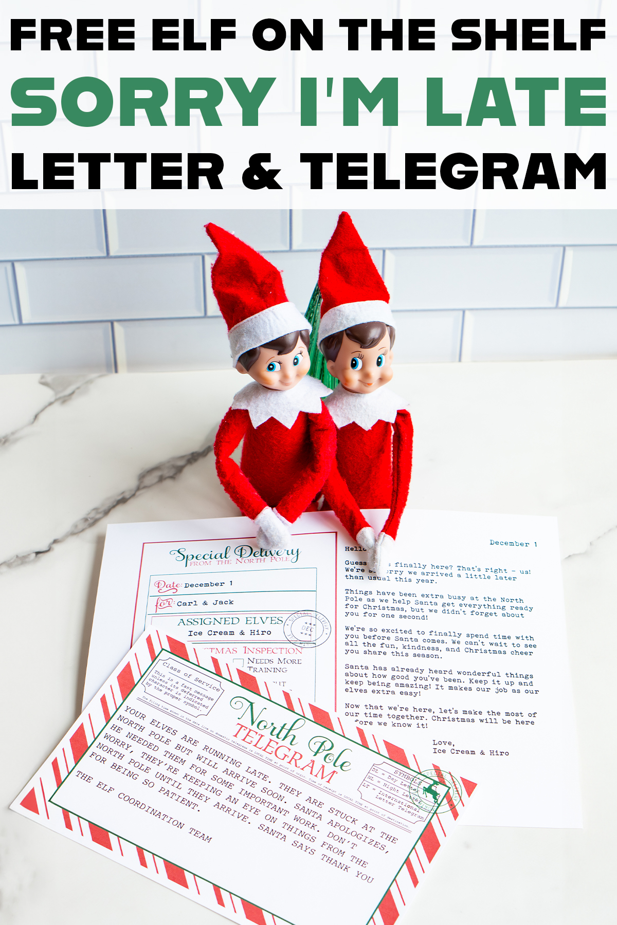 Free Printable Elf on the Shelf Sorry I'm Late Letter (Editable)