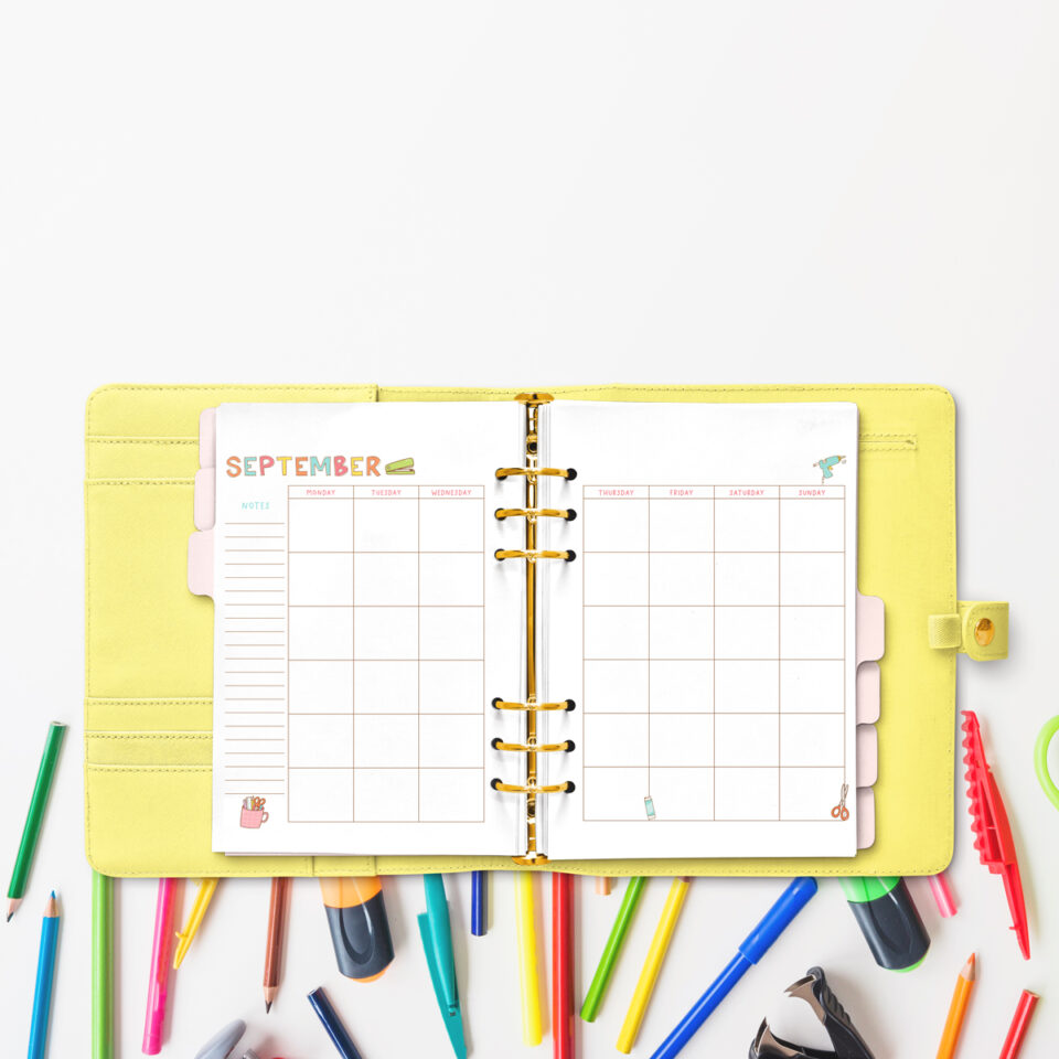 Free Undated Craft Themed Monthly Calendar Printable