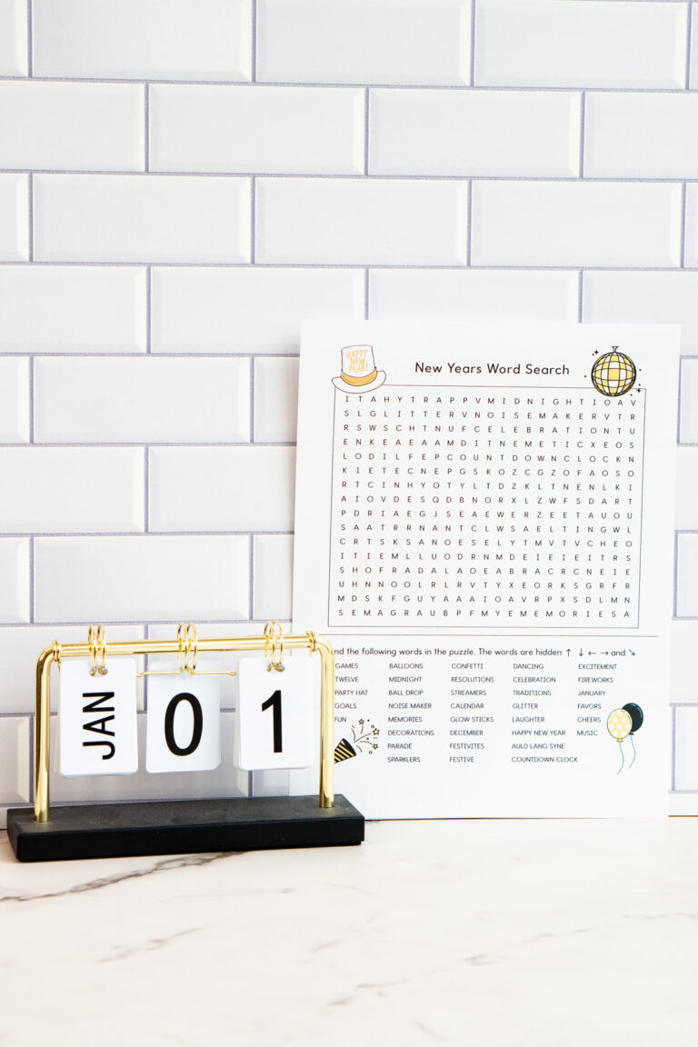 Free New Years Word Search Printable Set | 3 Levels