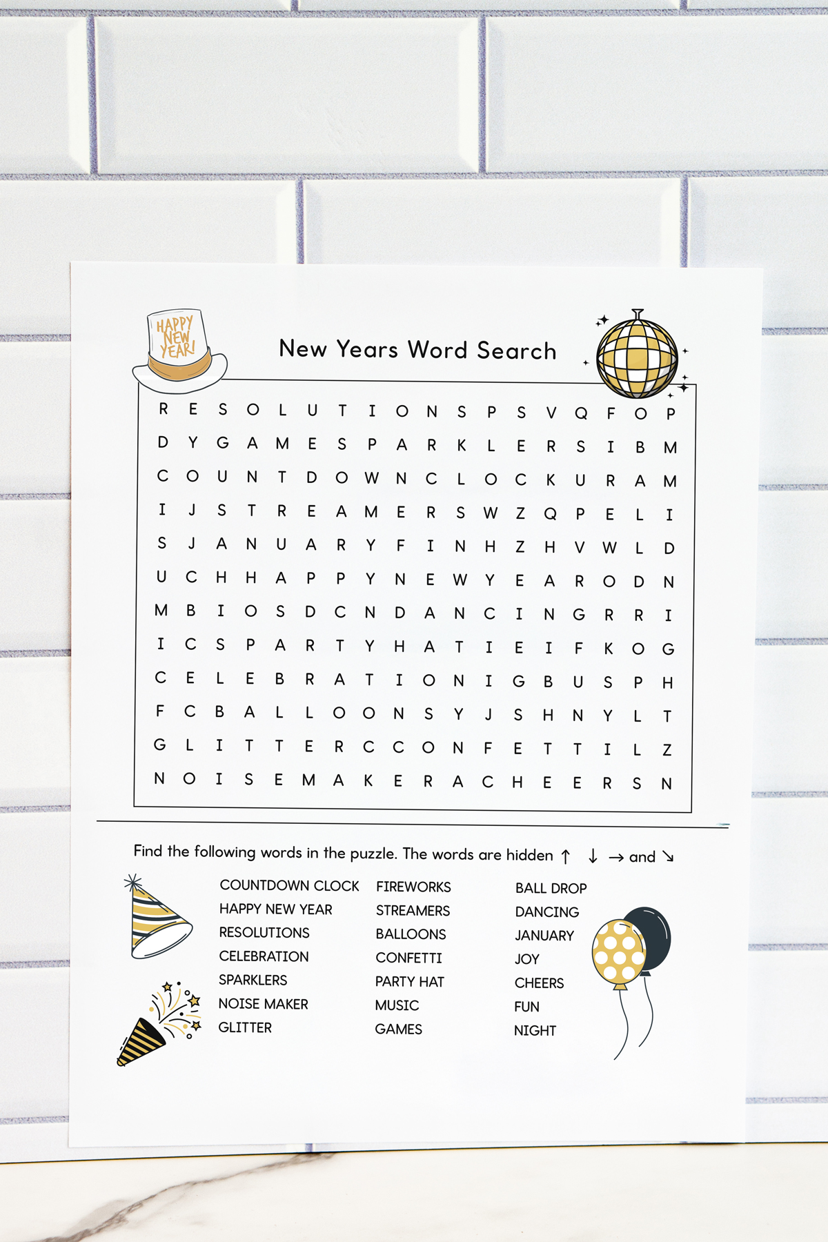 Free New Years Word Search Printable Set | 3 Levels
