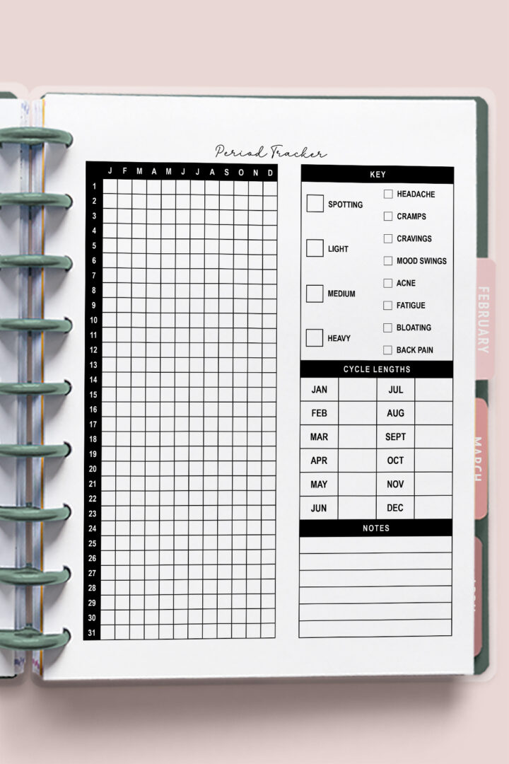 Free Period Tracker for Printable & Digital Planners