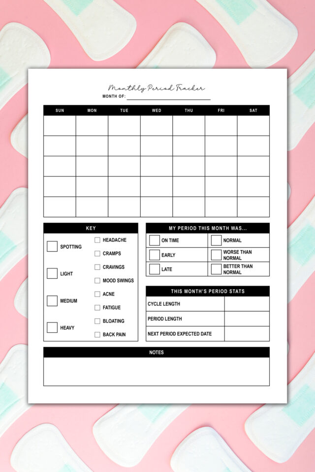 Free Period Tracker for Printable & Digital Planners